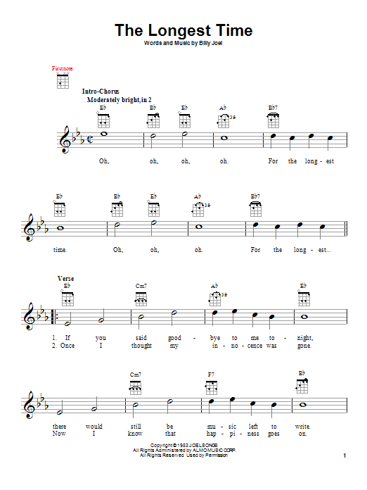 The Longest Time By Billy Joel Sheet Music For Ukulele At Sheet Music