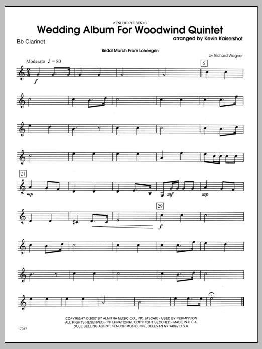 Wedding Album For Woodwind Quintet - Bb Clarinet Sheet Music ...