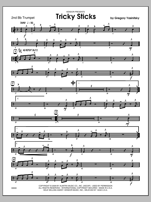 Tricky Sticks - 2nd Bb Trumpet Sheet Music | Yasinitsky | Jazz Ensemble