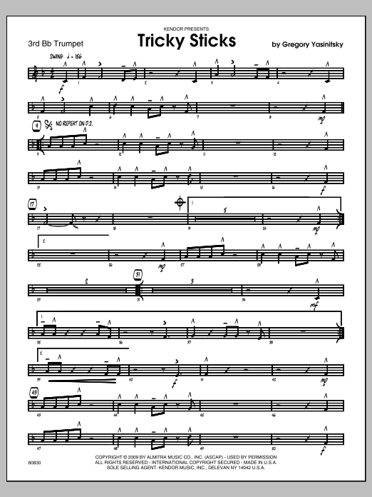 Tricky Sticks - 3rd Bb Trumpet Sheet Music | Yasinitsky | Jazz Ensemble