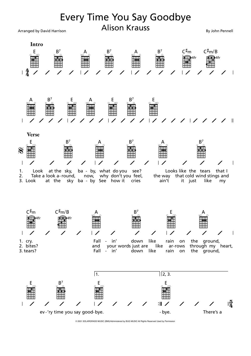 Everytime You Say Goodbye (arr. David Harrison) by Alison Krauss Sheet ...