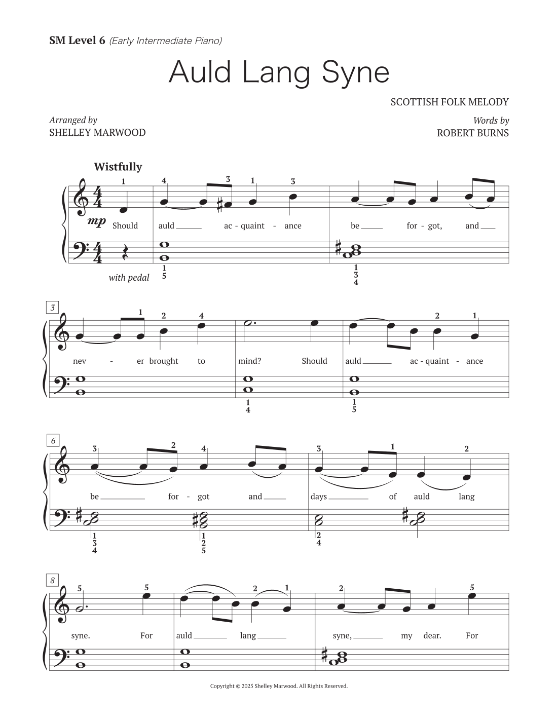 Auld Lang Syne - Early Intermediate Piano (arr. Shelley Marwood) by ...