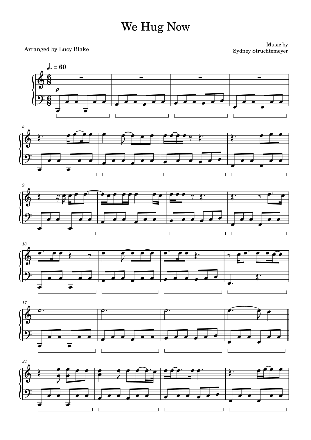 We Hug Now (arr. Lucy Blake) by Sydney Rose Sheet Music for Piano Solo ...