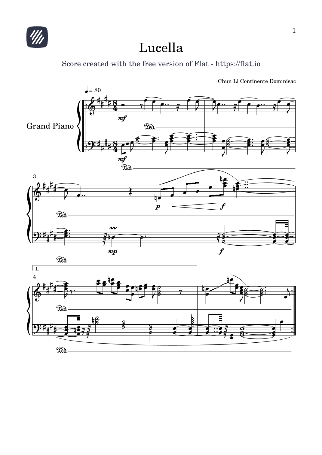 Lucella by Chun Li C. Dominisac Sheet Music for Piano Solo at Sheet ...