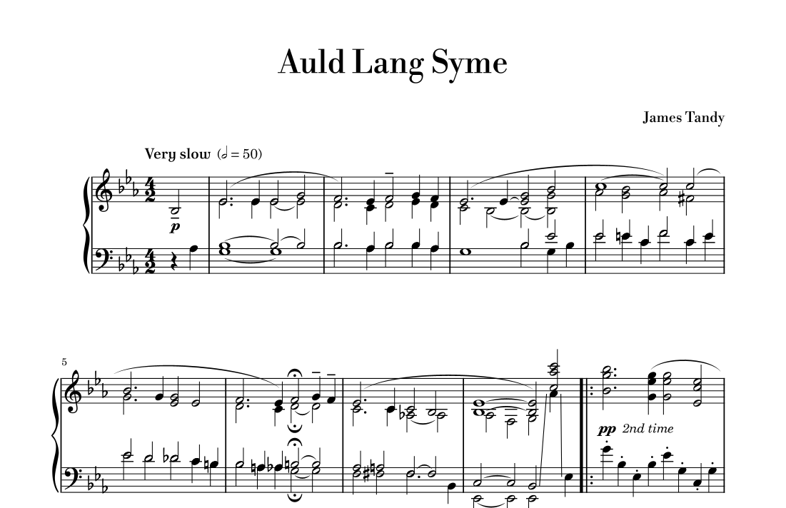 Auld Lang Syme by James Tandy Sheet Music for Piano Solo at Sheet Music ...