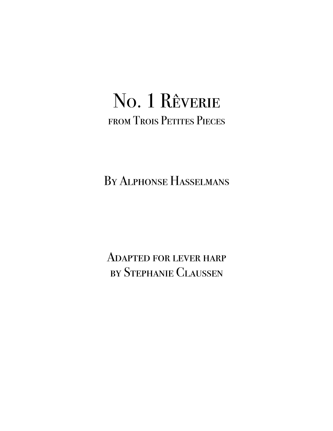 No. 1 Reverie (Rêverie) (arr. Stephanie Claussen) by Alphonse ...