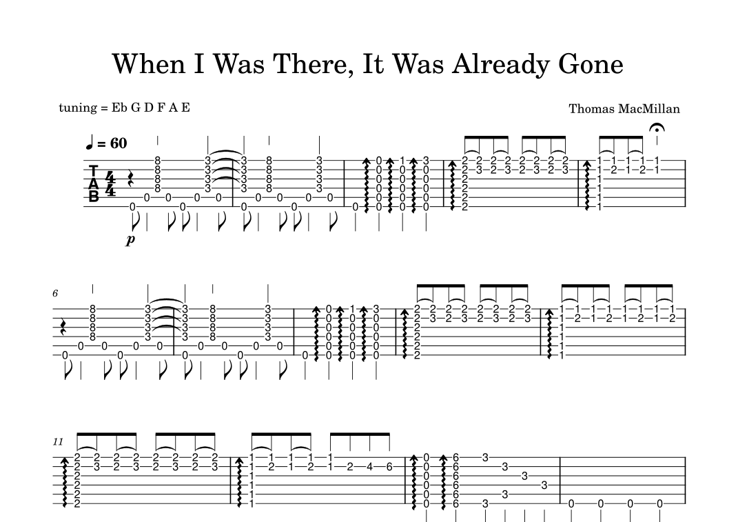 When I Was There, It Was Already Gone (Guitar Tab) by Thomas MacMillan ...