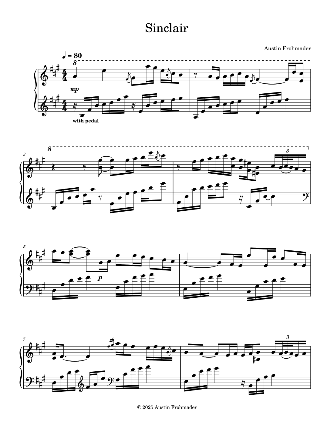 Sinclair by Austin Frohmader Sheet Music for Piano Solo at Sheet Music ...