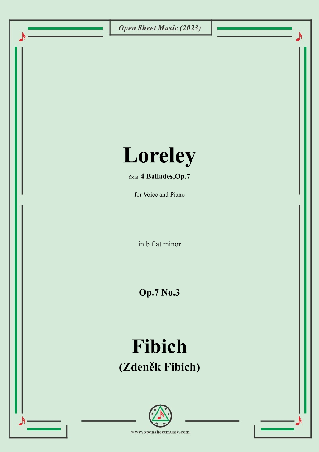 Fibich-Loreley,in b flat minor (arr. OSM) by Zdenek Fibich Sheet Music ...