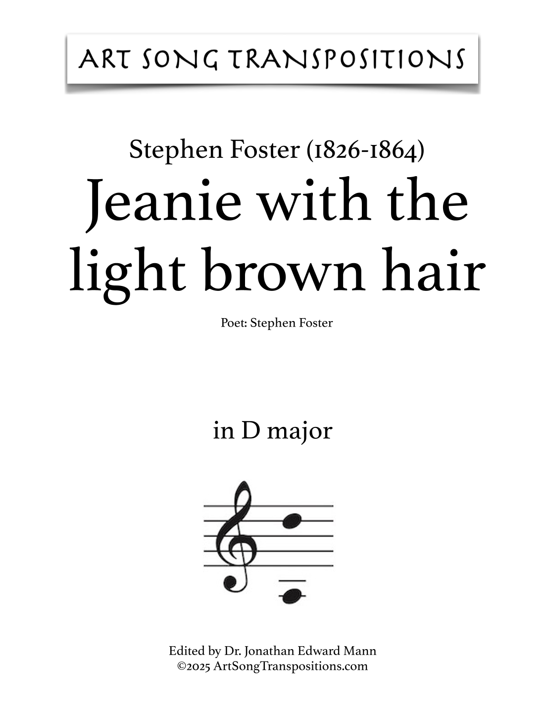 FOSTER: Jeanie with the light brown hair (transposed to D major) (arr ...