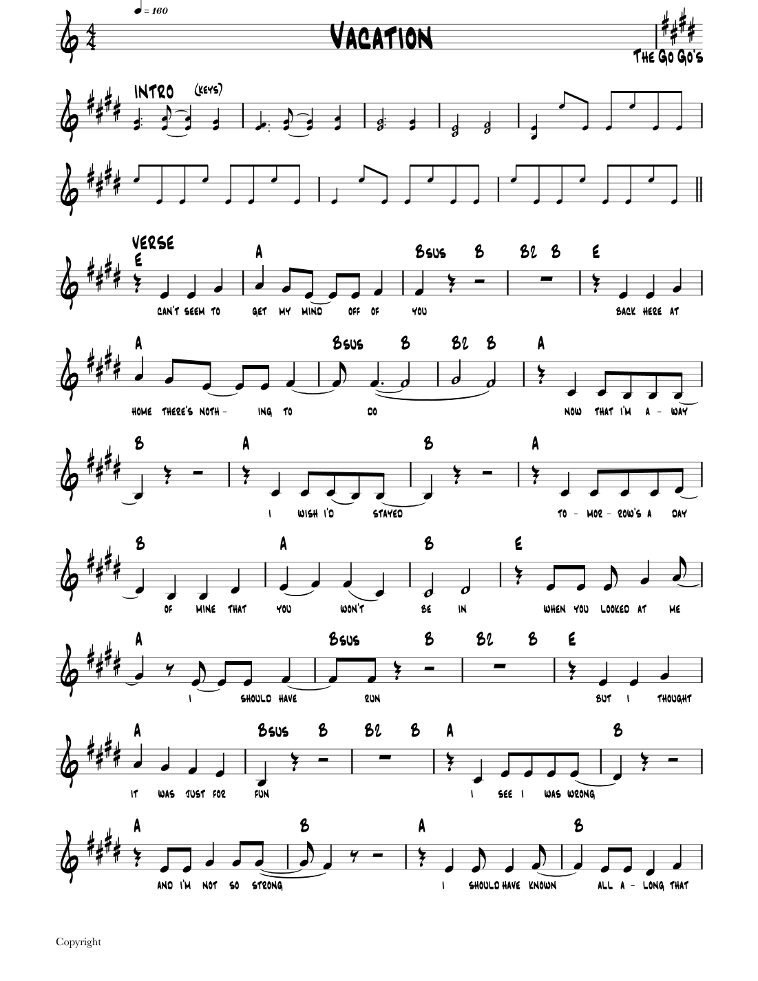 Vacation (arr. Russell Walters) por The Go-Go's Partituras para Lead ...