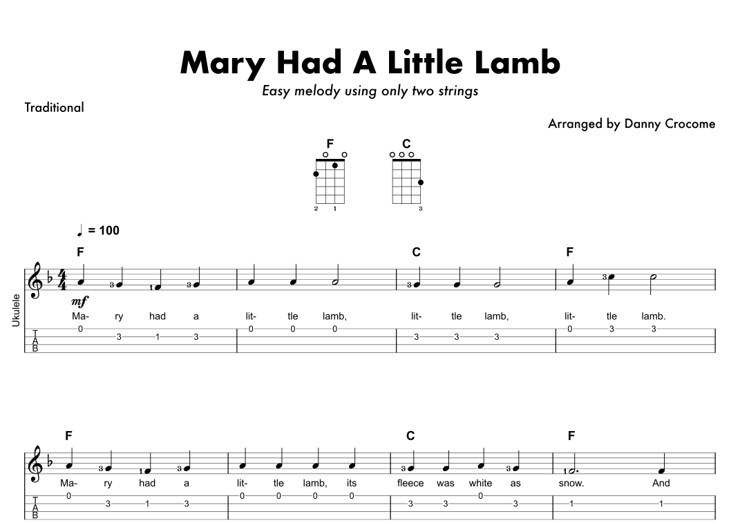 Mary Had A Little Lamb (two string melody) (arr. Danny Crocome) par ...