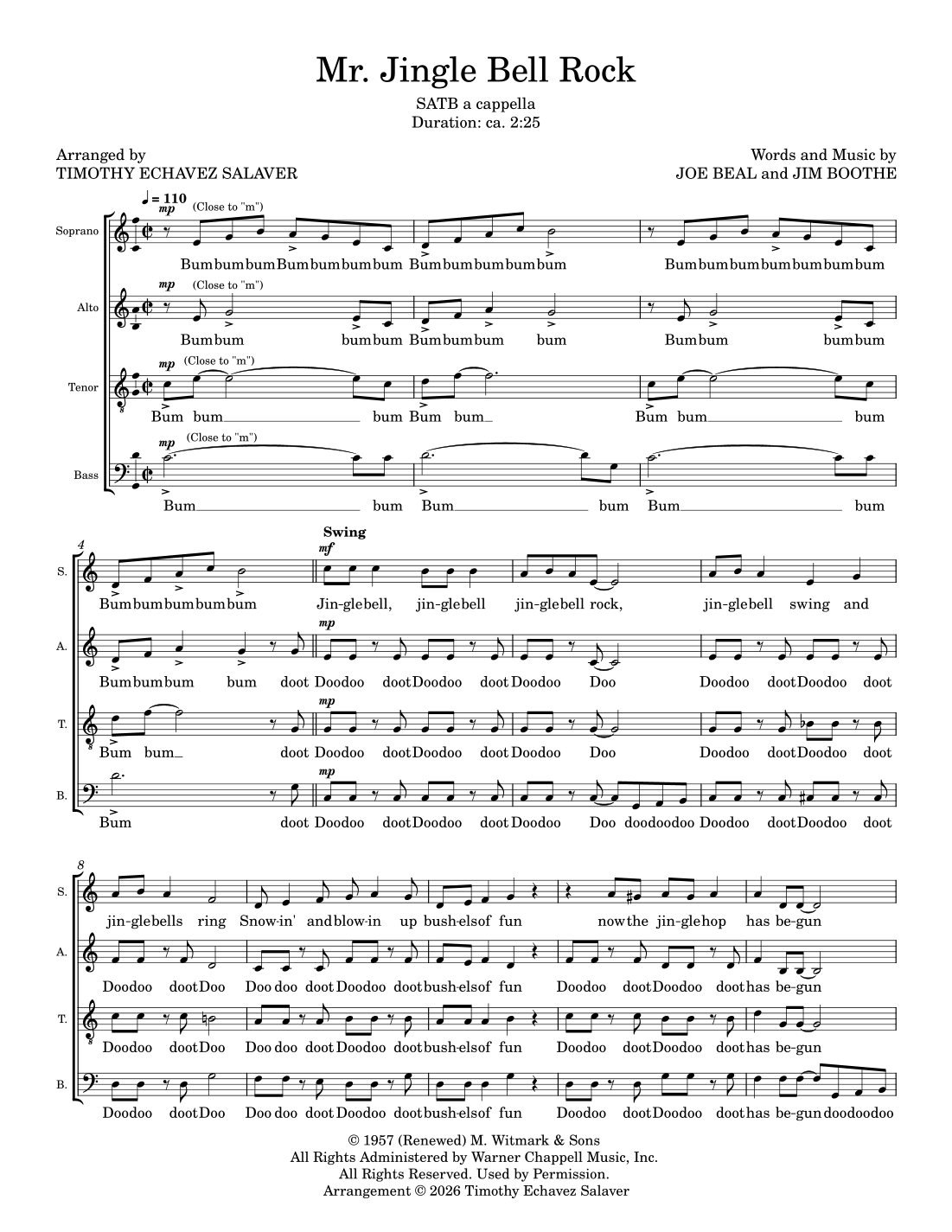 Mr. Jingle Bell Rock by Areté Singer Mistletoe Carolers Sheet Music for ...