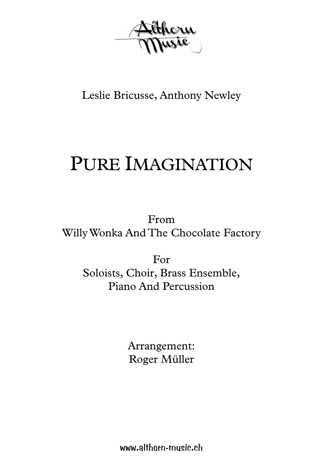 Pure Imagination (arr. Roger Müller) by Gene Wilder Sheet Music for ...