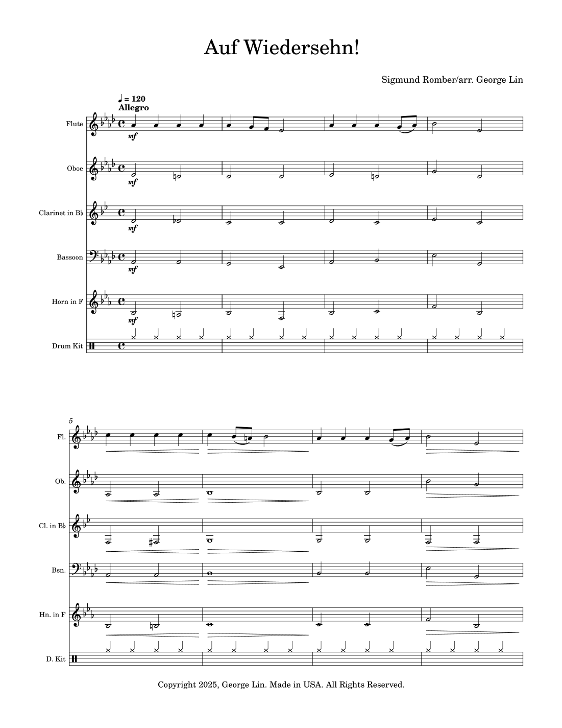 Auf Wiedersehn! (arr. George Lin) by Sigmund Romberg Sheet Music for ...