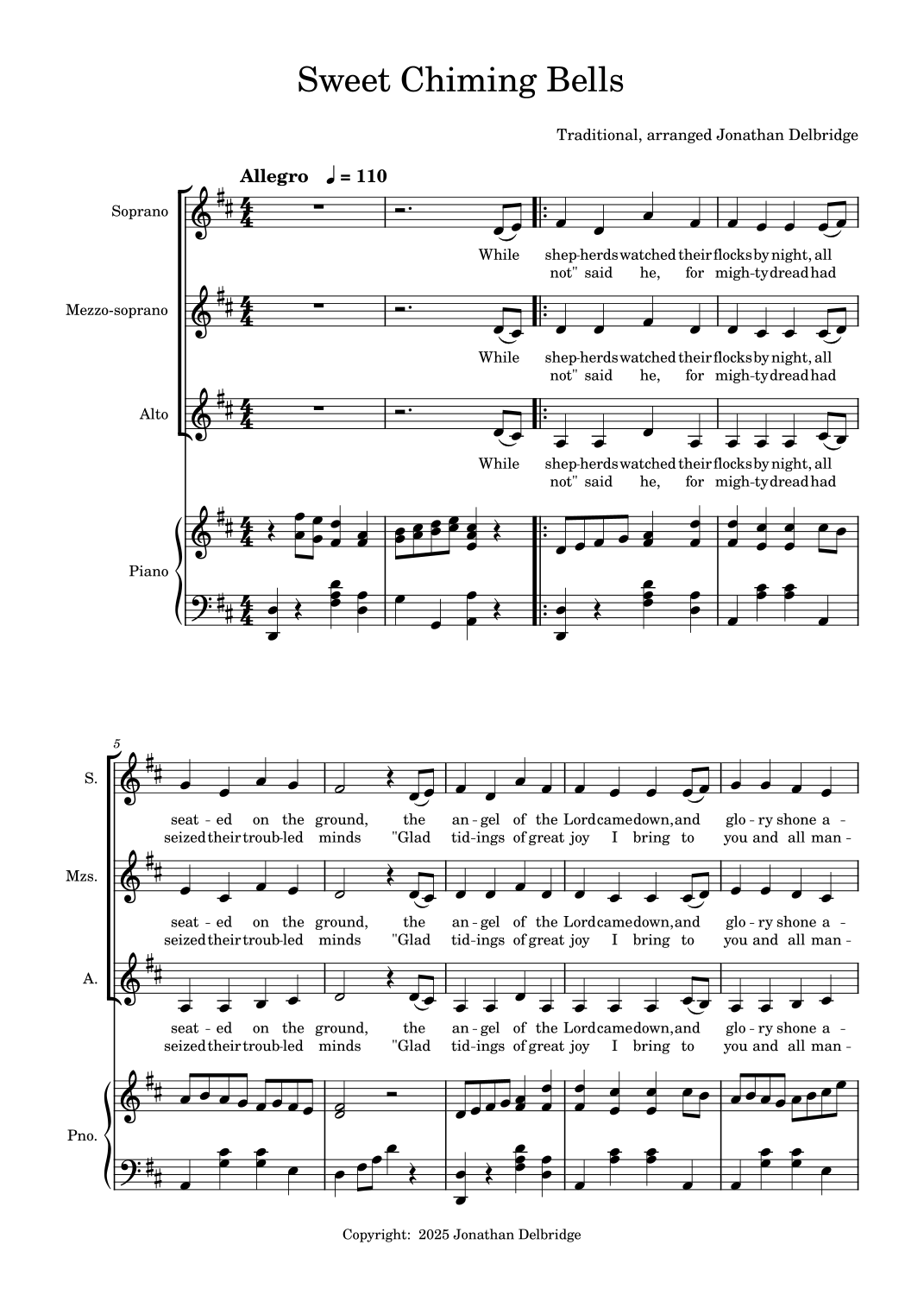 Sweet Chiming Bells (arr. Jonathan Delbridge) by Traditional Sheet ...