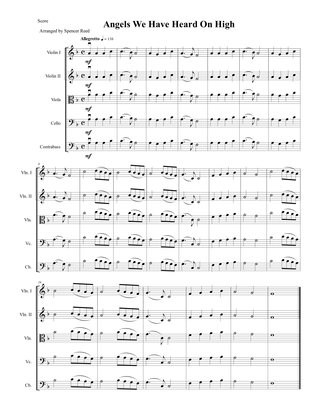 Angels We Have Heard on High (arr. Arranged by Spencer Reed) by ...