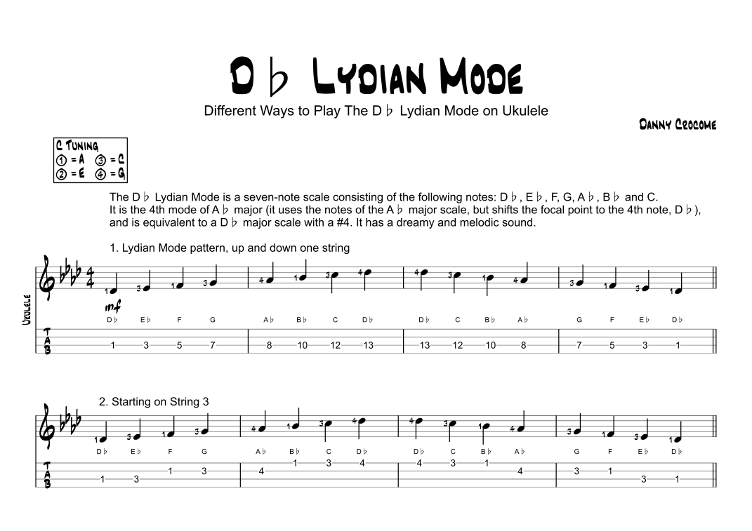 Db Lydian Mode for Ukulele (Different Ways to Play) by Traditional ...