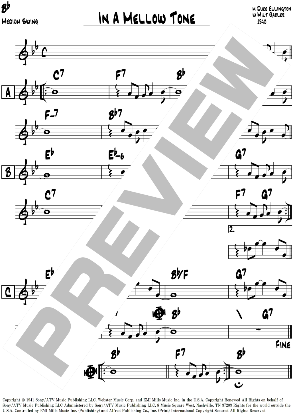 In A Mellow Tone (arr. Jimita) by Duke Ellington Sheet Music for Lead ...