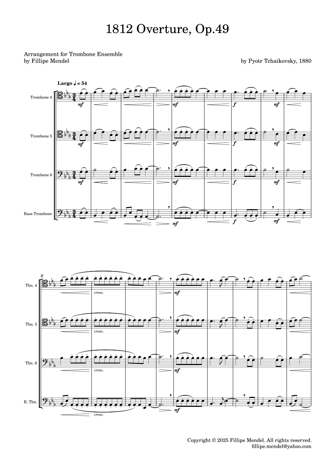 Tchaikovsky 1812 Overture (arr. Fillipe Mendel) by Pyotr Ilyich ...