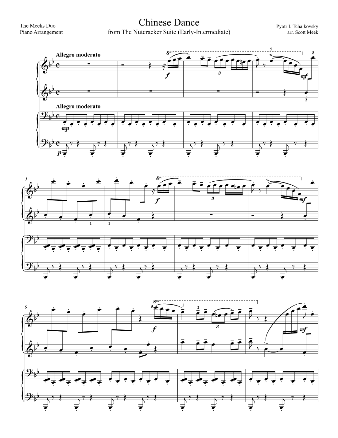 Chinese Dance from The Nutcracker (Early-Intermediate piano duet) (arr ...