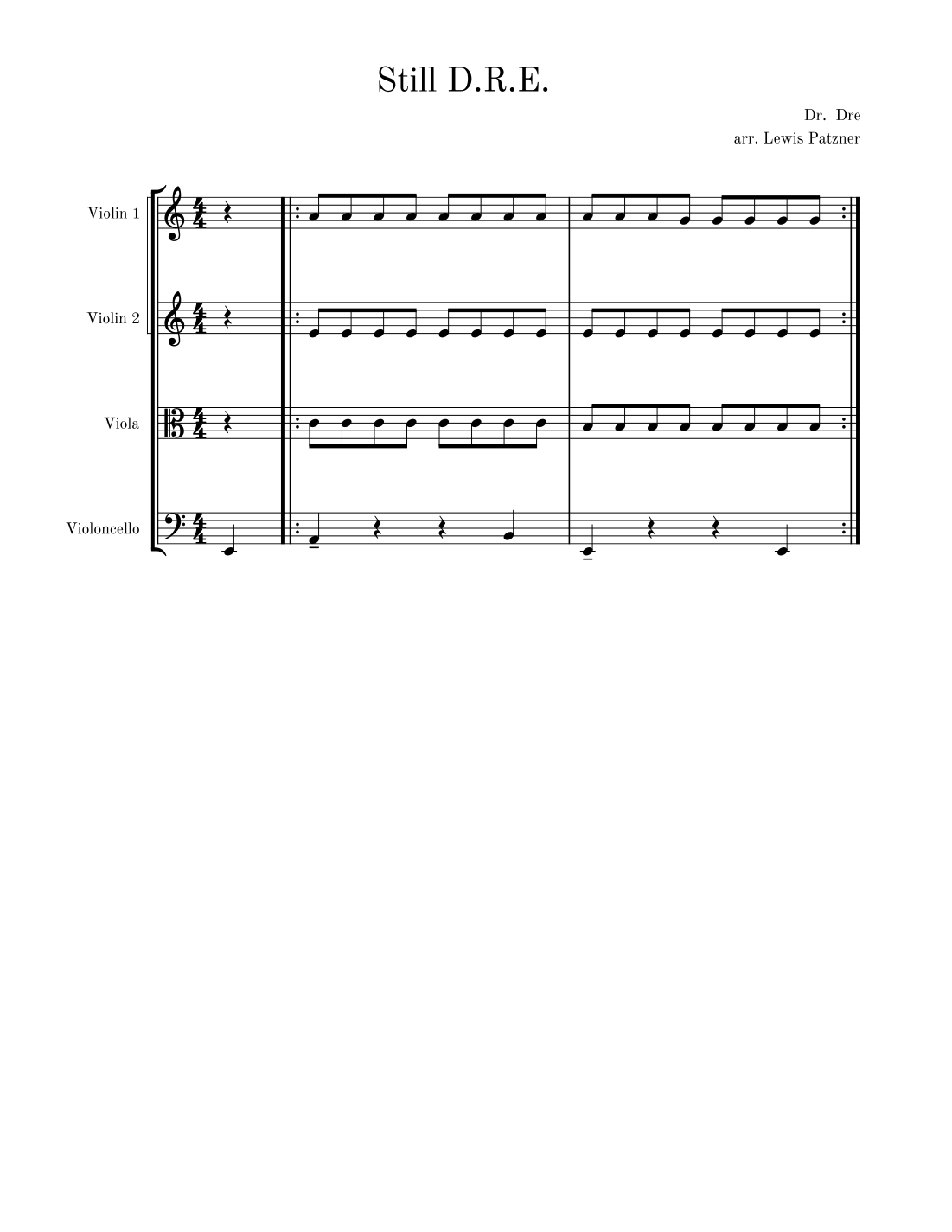 Still D.r.e. (arr. Lewis Patzner) by Dr. Dre Sheet Music for String ...