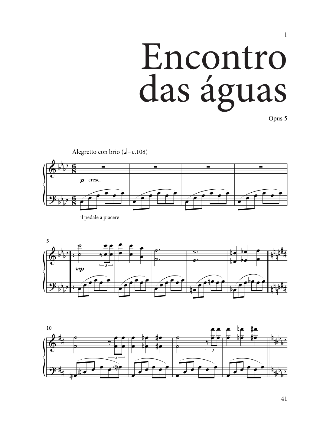 Encontro das águas Opus 5 by Ivan Lyran Sheet Music for Piano Solo at ...