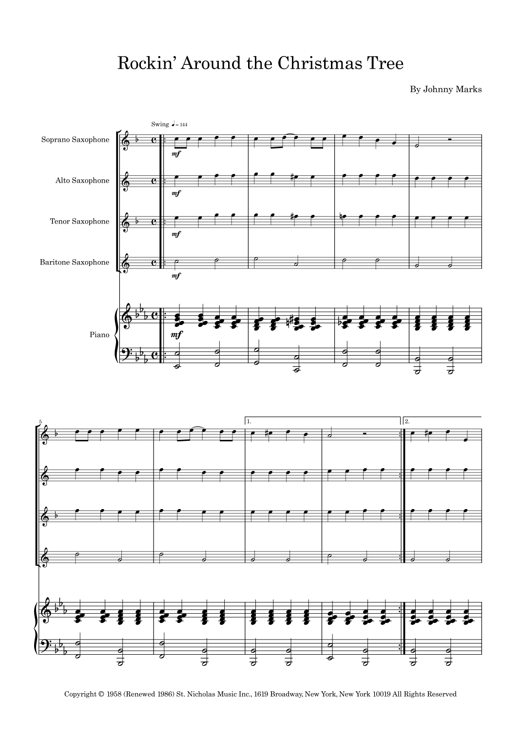 Rockin' Around The Christmas Tree by Brenda Lee Sheet Music for ...