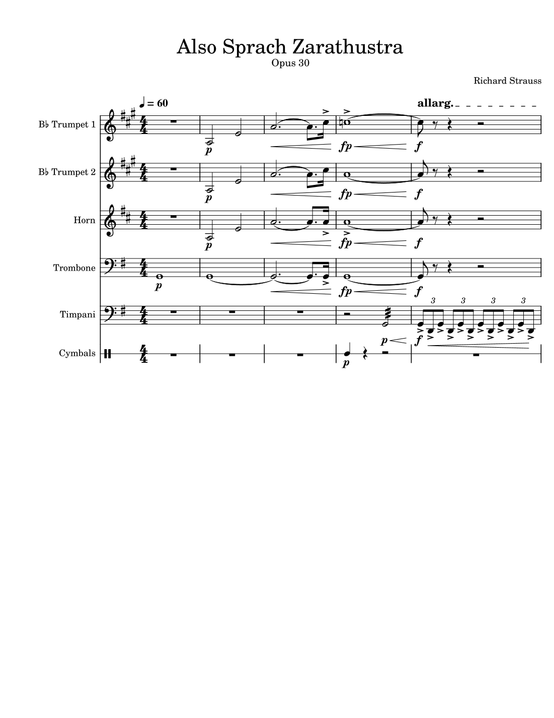 Also Sprach Zarathustra (arr. Matthew Tearle) por Richard Strauss ...