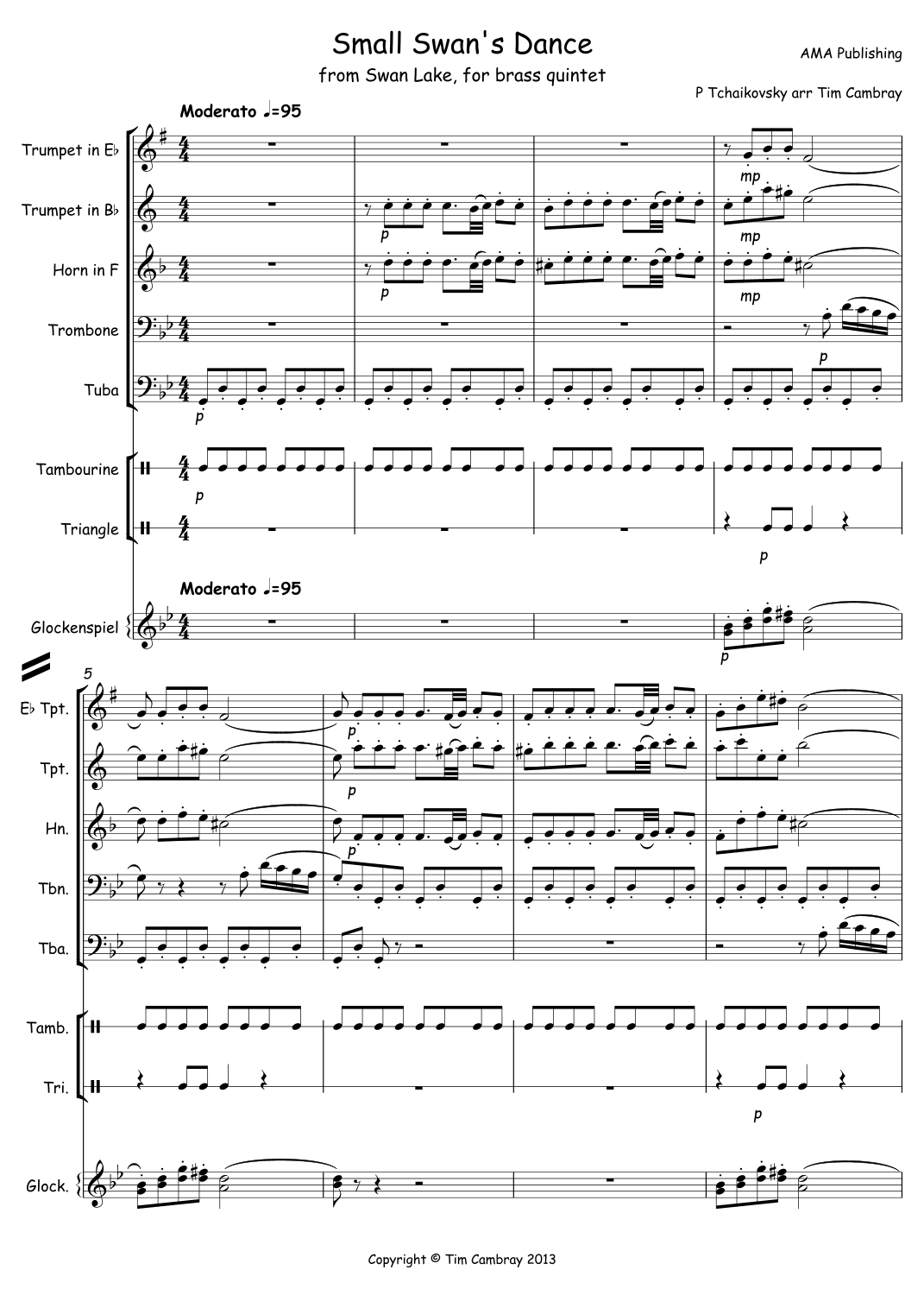 Small Swan's Dance - from Swan Lake - for brass quintet (arr. Tim ...