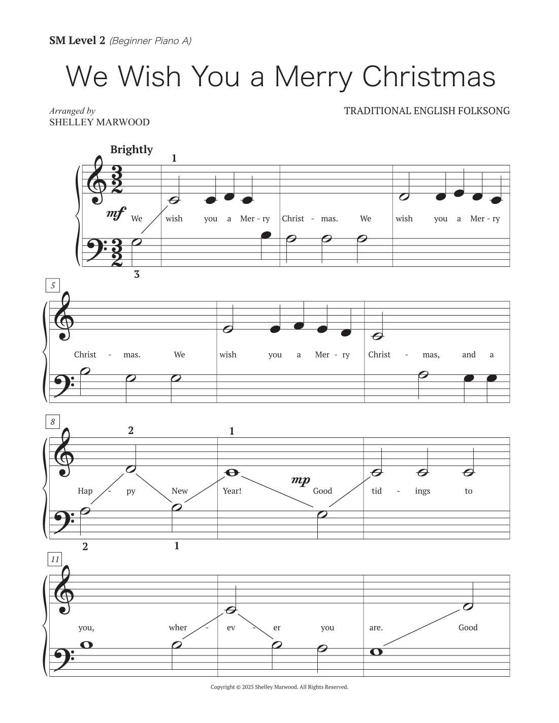 We Wish You a Merry Christmas - Beginner Piano A (arr. Shelley Marwood ...