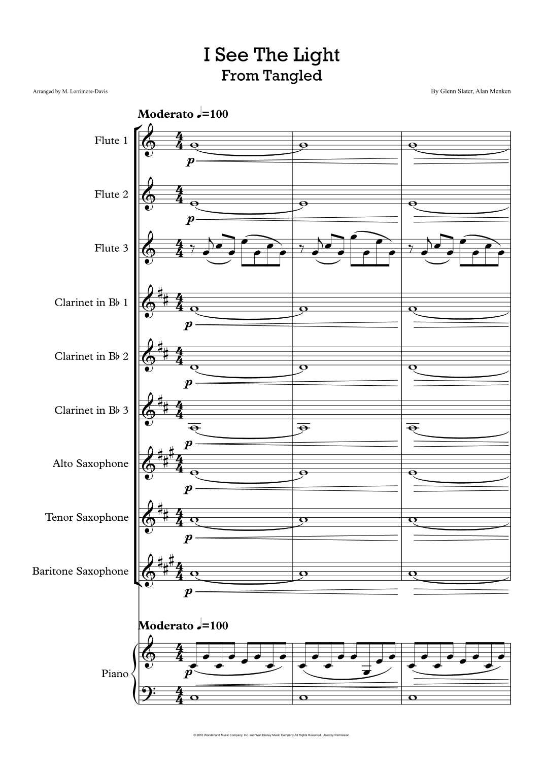 I See The Light (arr. Mathew Lorrimore-Davis) by Glenn Slater Sheet ...