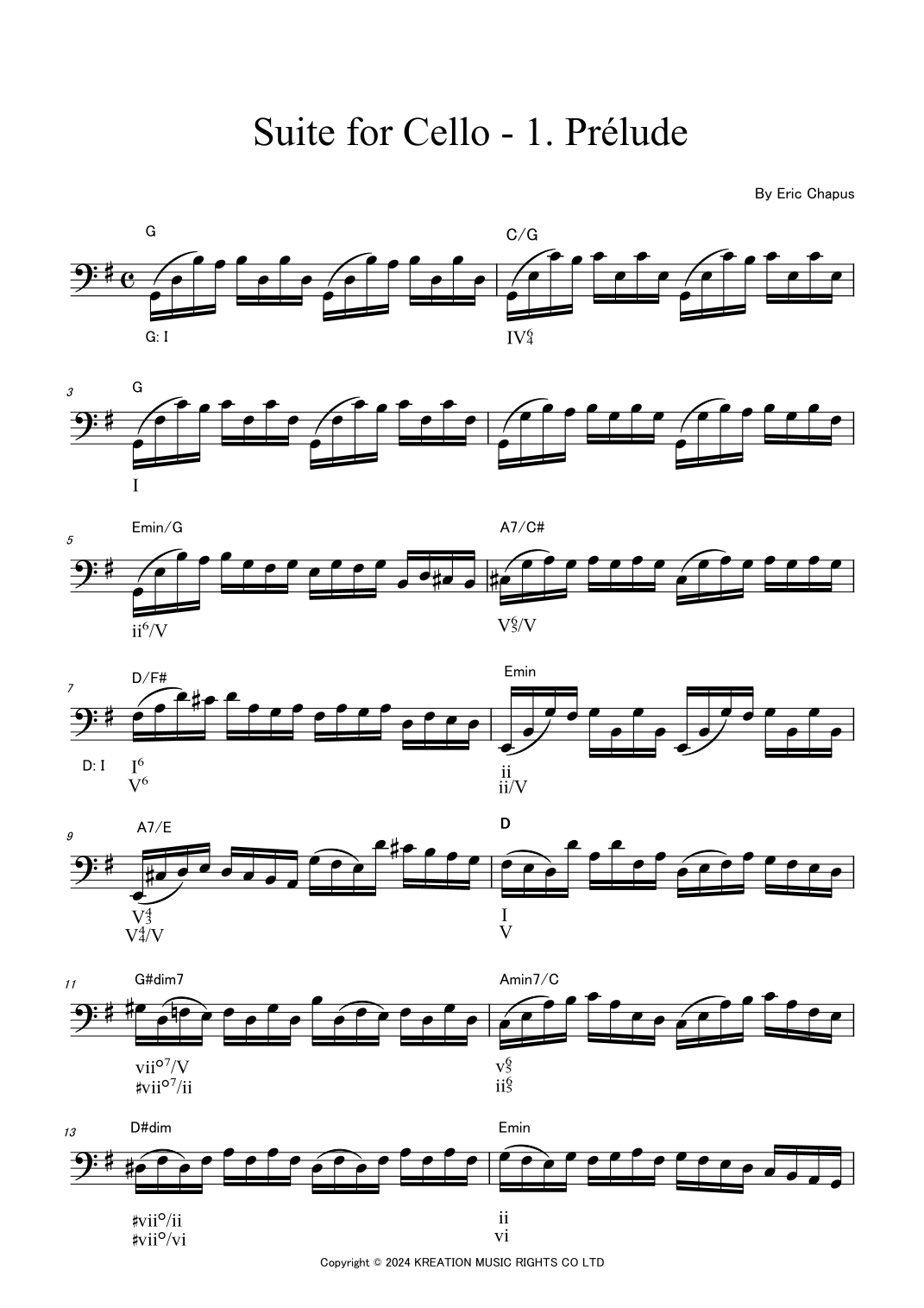 Bach Cello Suite #1 Prelude 1 (arr. Marcelo Borba) by Eric Chapus Sheet ...
