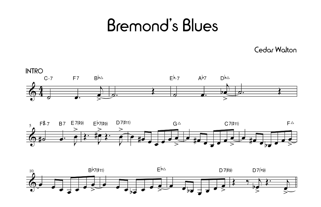 Bremond's Blues (arr. Dan Karlsberg) by Cedar Walton Sheet Music for ...