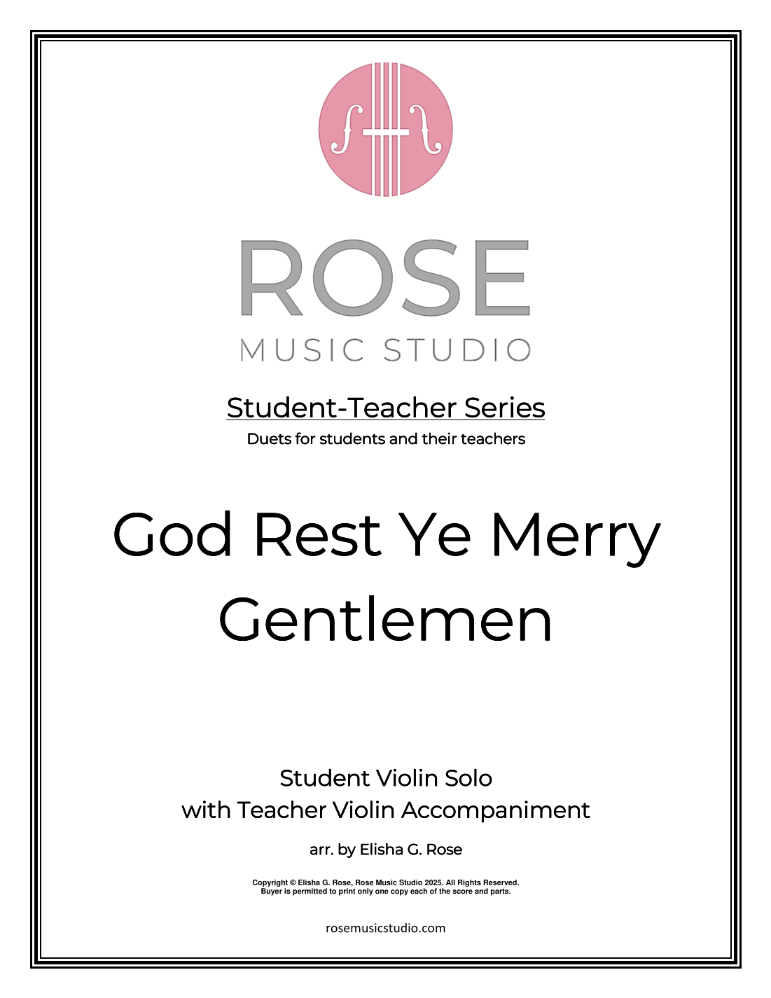 God Rest Ye Merry Gentlemen: Violin Duet (arr. Elisha G. Rose) by ...