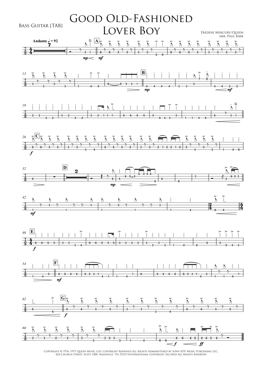 Good Old fashioned Lover Boy arr Paul Kirk By Queen Sheet Music For Good Old fashioned Lover Boy arr Paul Kirk By Queen Sheet Music For