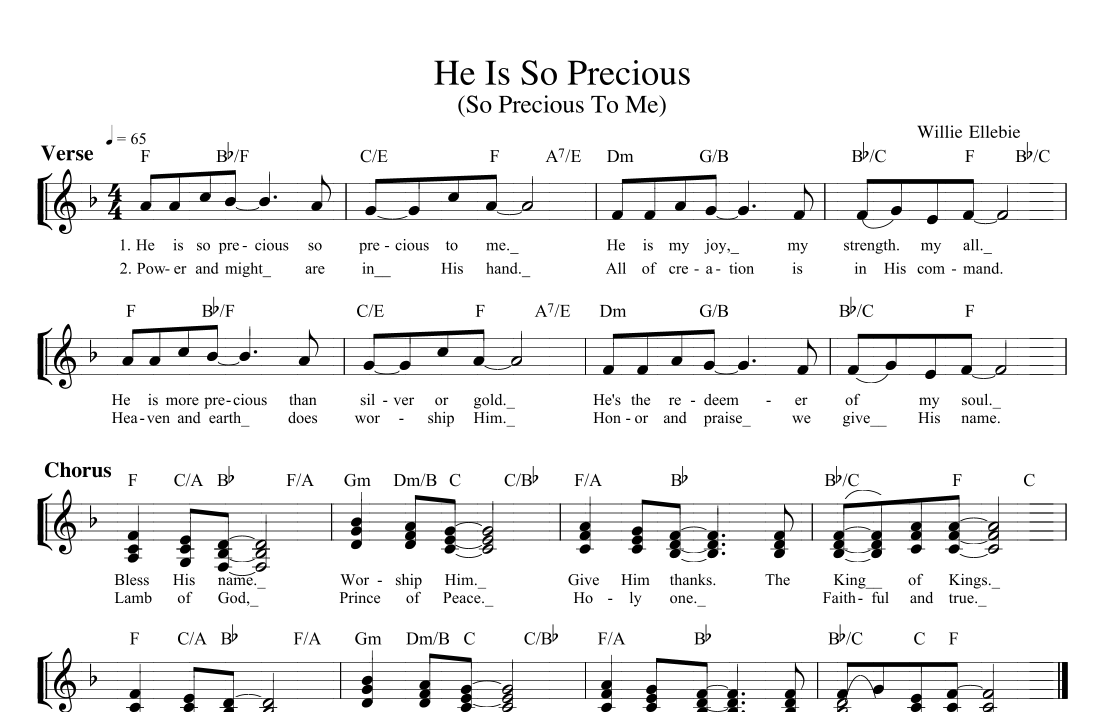 He is So Precious (So Precious to Me) by Willie Ellebie Sheet Music for ...