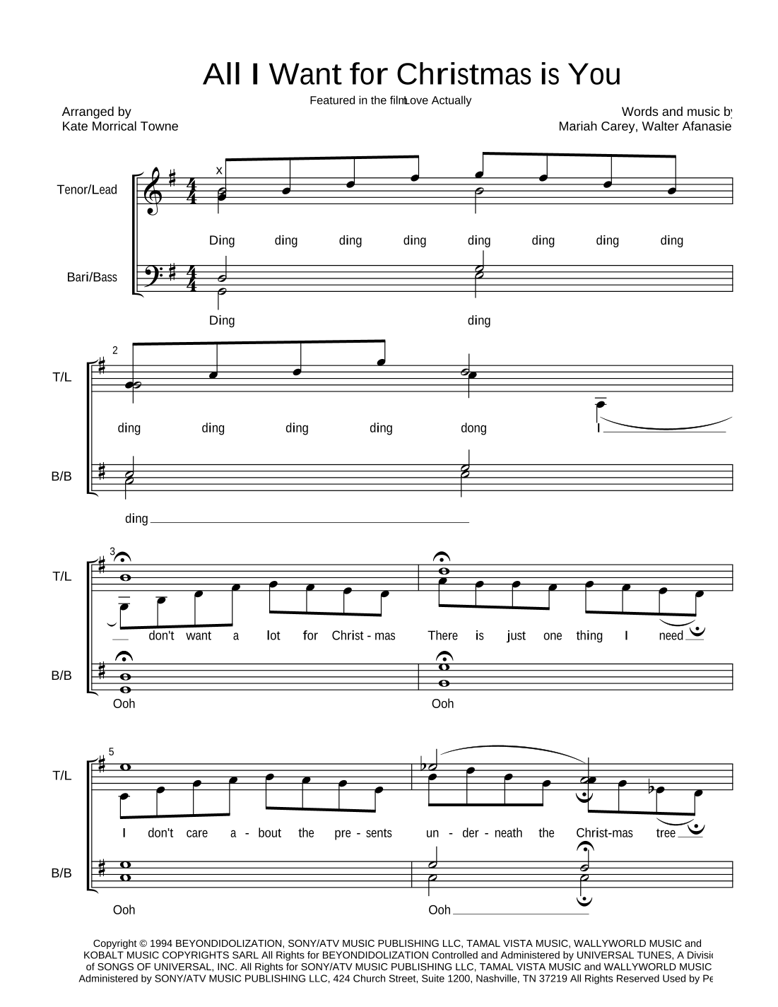 All I Want For Christmas Is You (arr. Kate Morrical Towne) by Mariah ...
