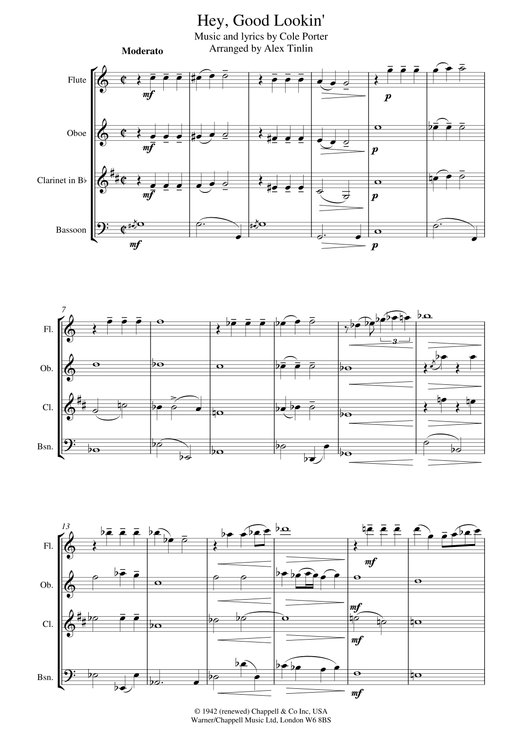 Hey, Good Lookin' Noten | Alex Tinlin | Holzbläser-Ensemble