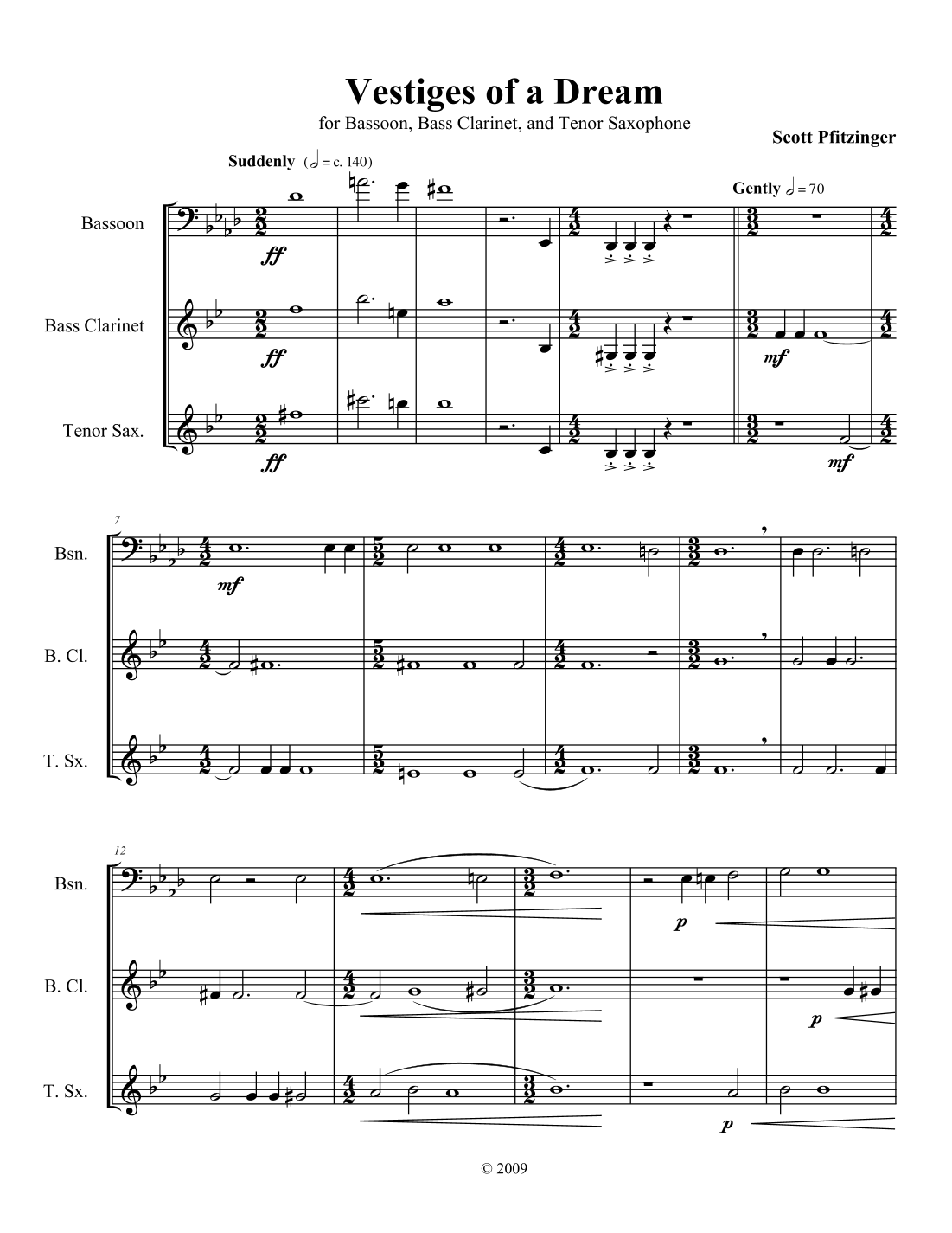Vestiges of a Dream Sheet Music | Scott Pfitzinger | Woodwind Ensemble