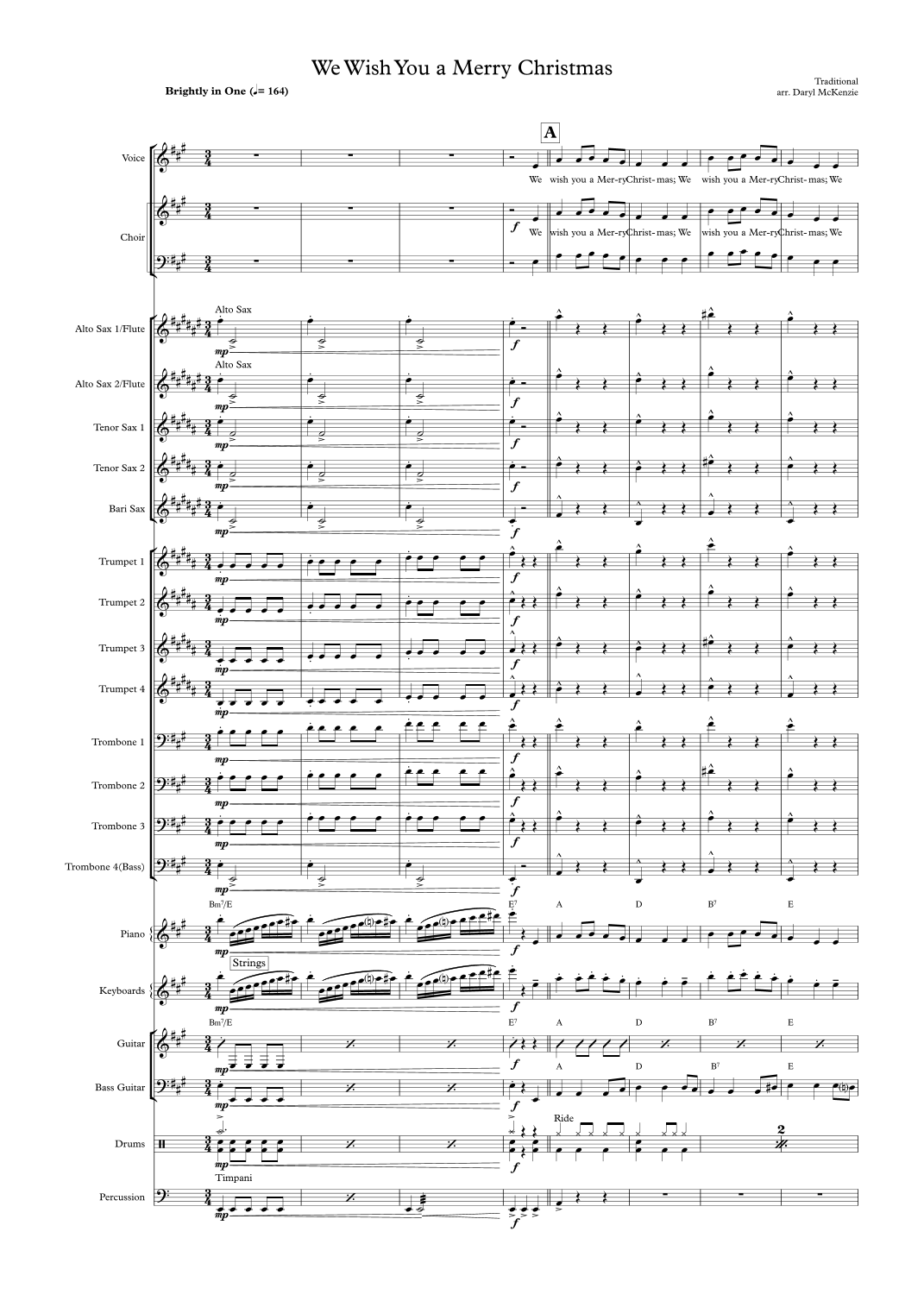 We Wish You a Merry Christmas - Vocal with Choir and Big Band Key of A ...