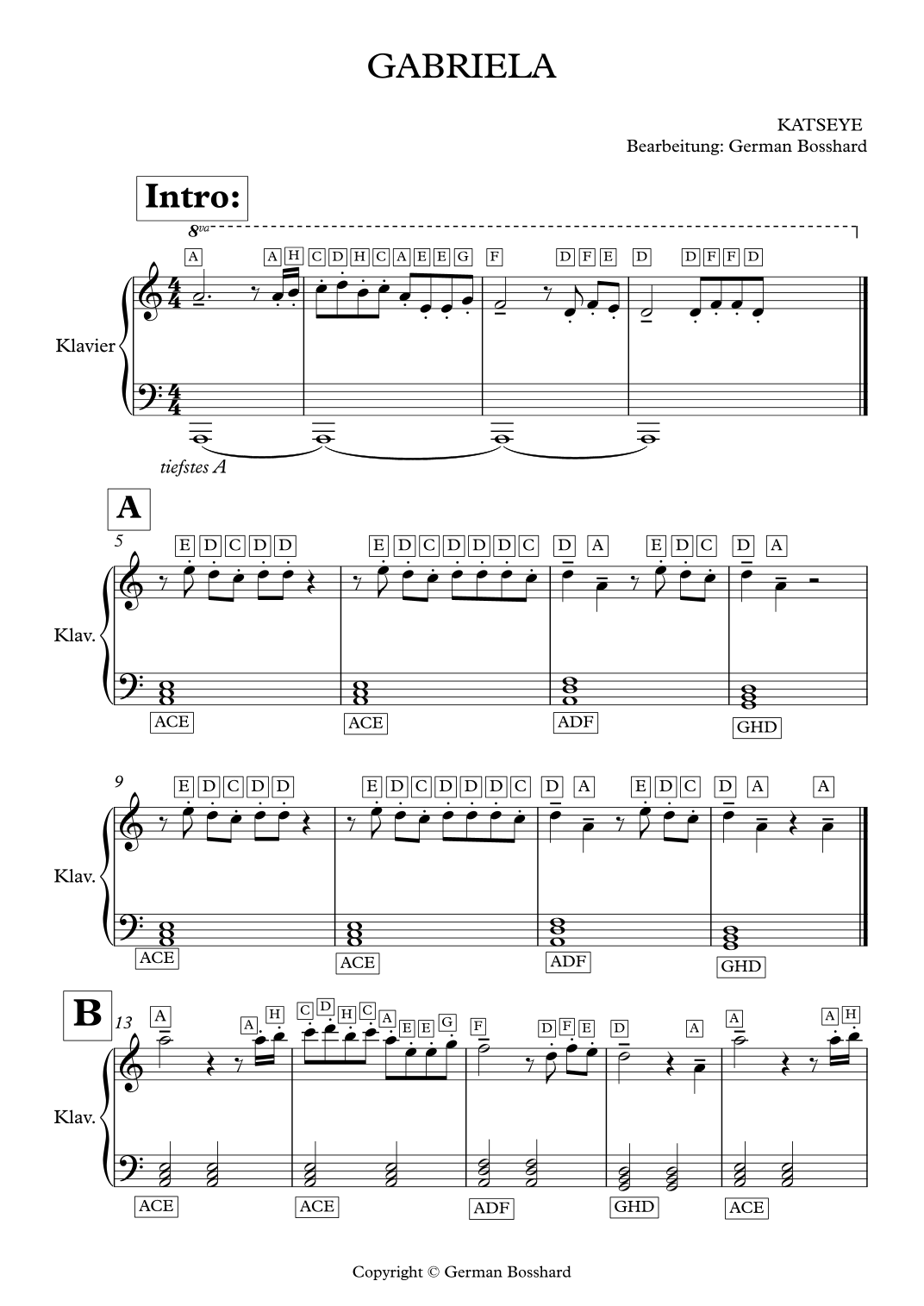 Gabriela (arr. German Bosshard) by Katseye Sheet Music for Piano Solo ...