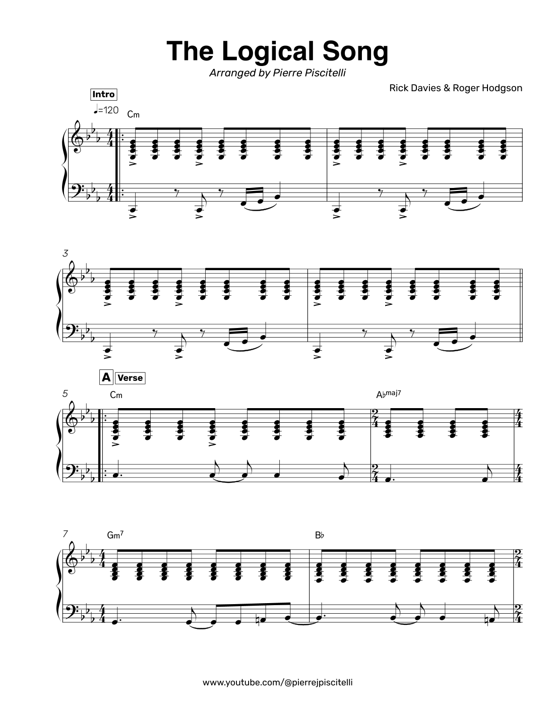 The Logical Song (arr. Pierre Piscitelli) by Supertramp Sheet Music for ...