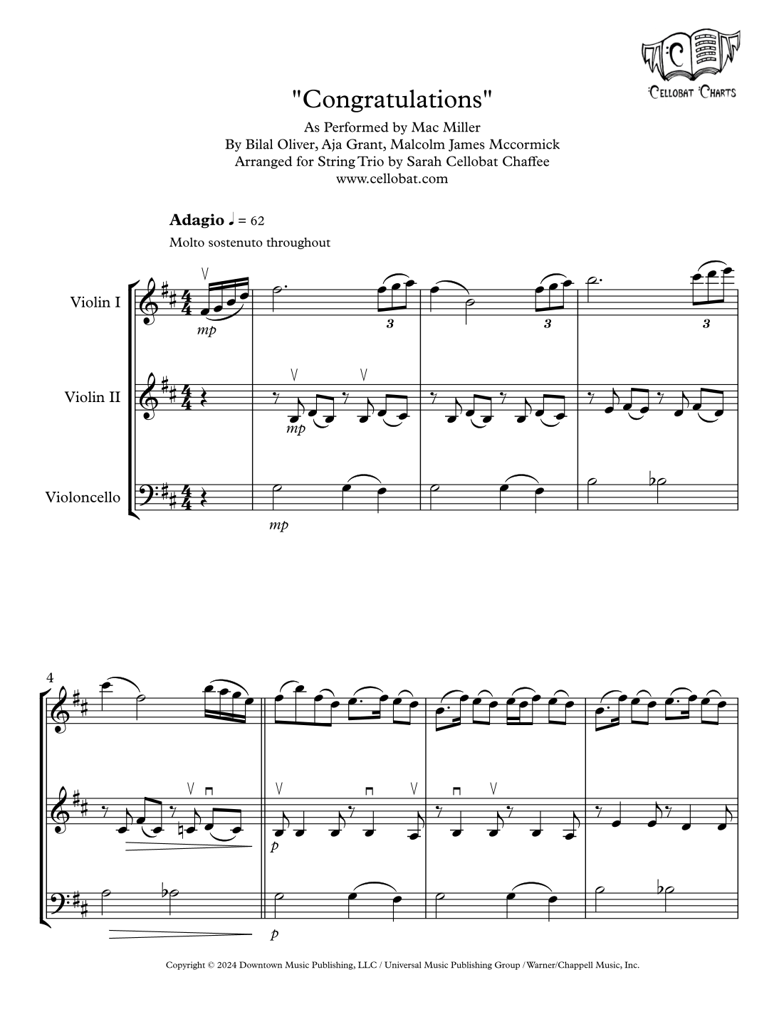 Congratulations (arr. Sarah Cellobat Chaffee) par Mac Miller Partitions ...