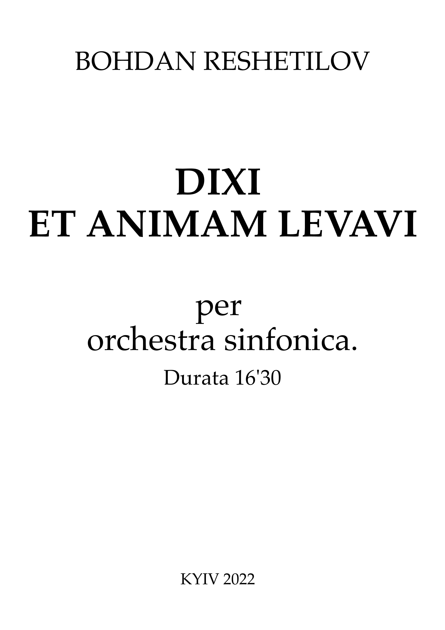 Dixi et animam levavi by Bohdan Reshetilov Sheet Music for Full ...