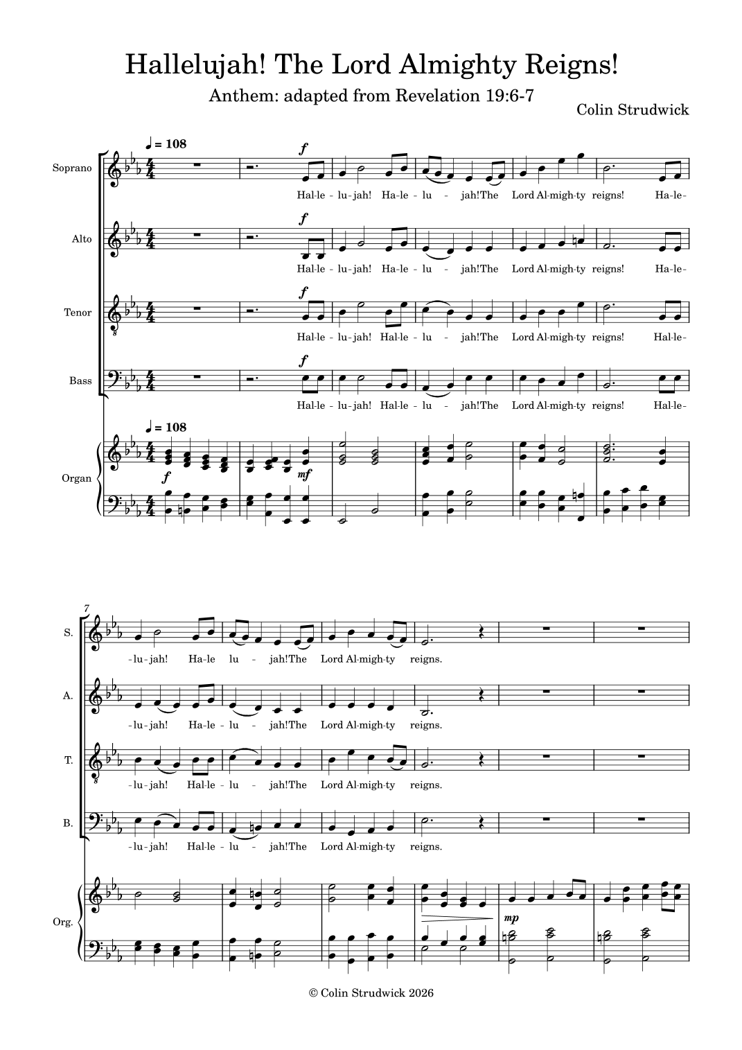Hallelujah! The Lord Almighty Reigns! by Colin Strudwick Sheet Music ...