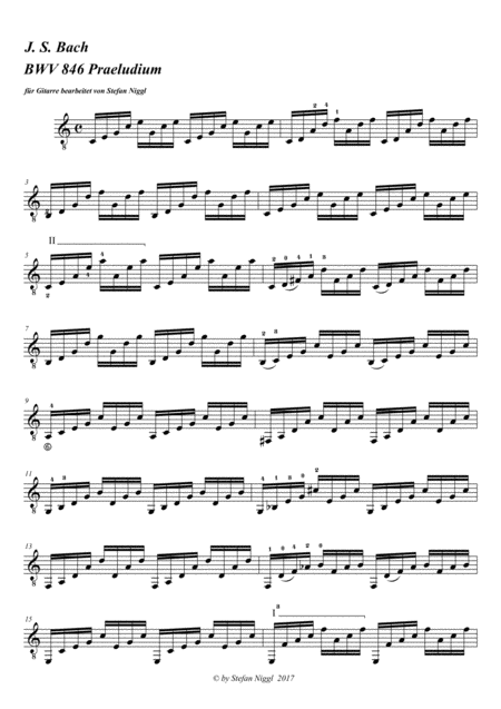 J.S. Bach : Prelude in C Major BWV 846 for Guitar (arr. Stefan Niggl) by Johann Sebastian Bach ...