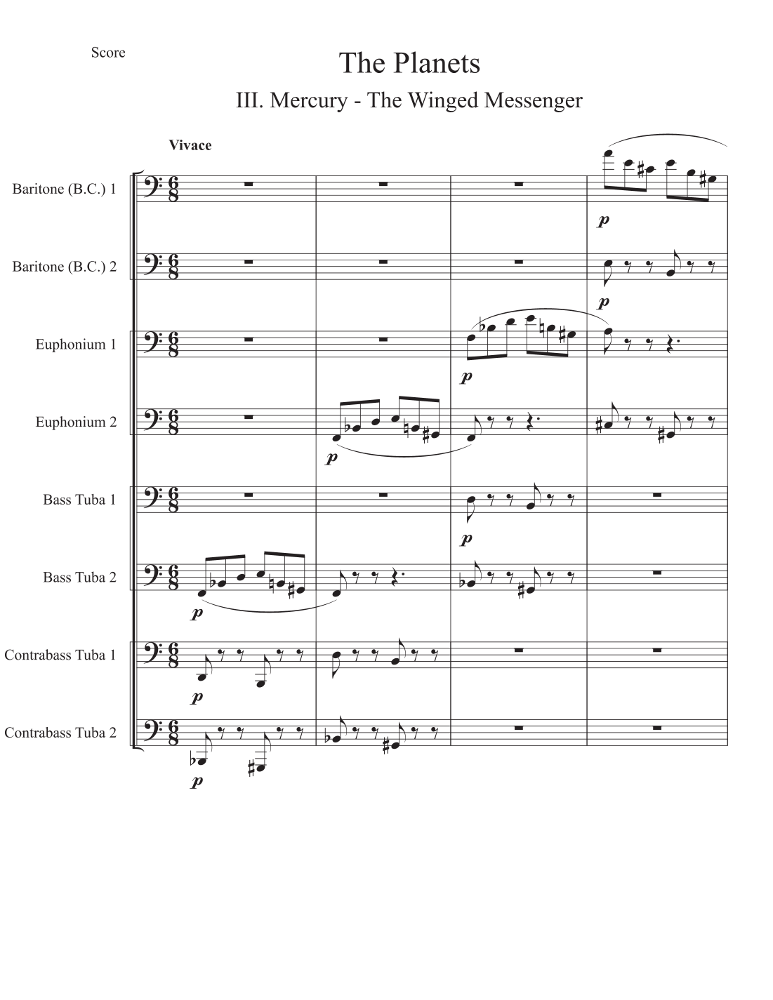 Mercury the Winged Messenger from The Planets (arr. Tim Olt) by Gustav ...