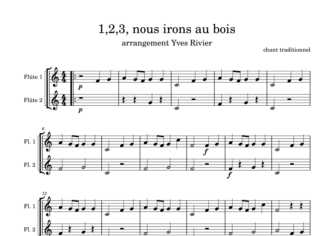 1,2,3, nous irons au bois (arr. Yves Rivier) by traditionnel XVIIIe ...
