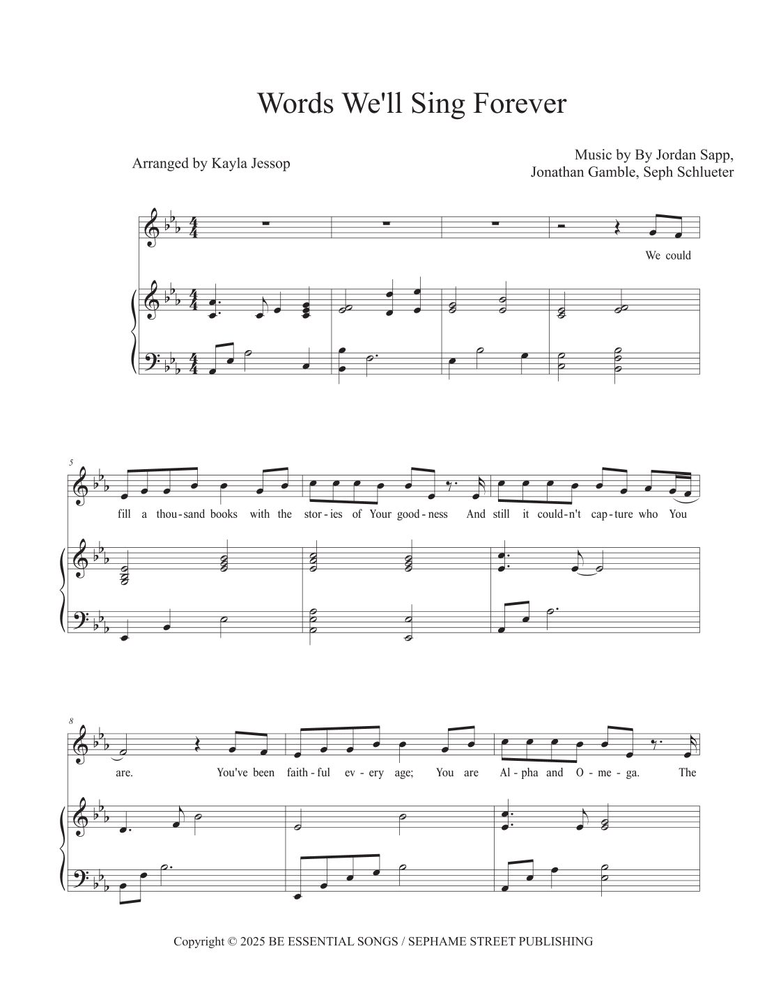 Words We'll Sing Forever (arr. Kayla Jessop) by Seph Schlueter Sheet ...